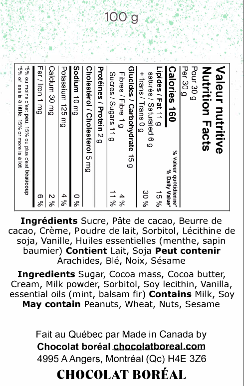 Decorated Balsam fir - mint drops - Chocolat Boréal